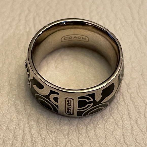 Coach | Jewelry | Coach Black And Silver Intricate Ring | Poshmark